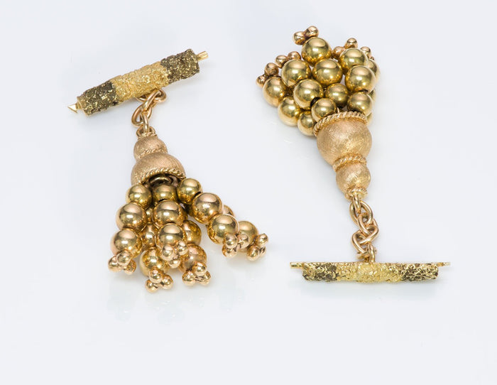 Vintage Bead Gold Tassel Cufflinks