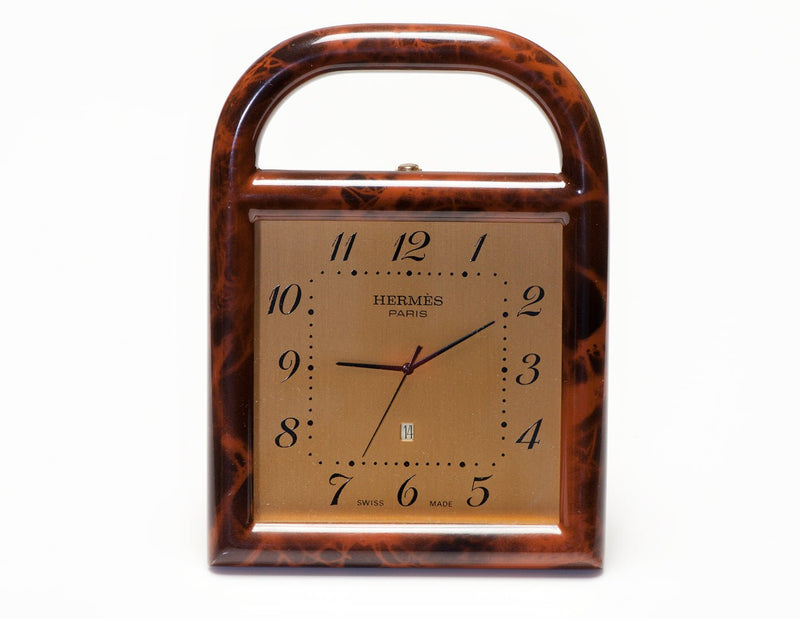 Vintage Hermes Stirrup Lacquer Desk Clock
