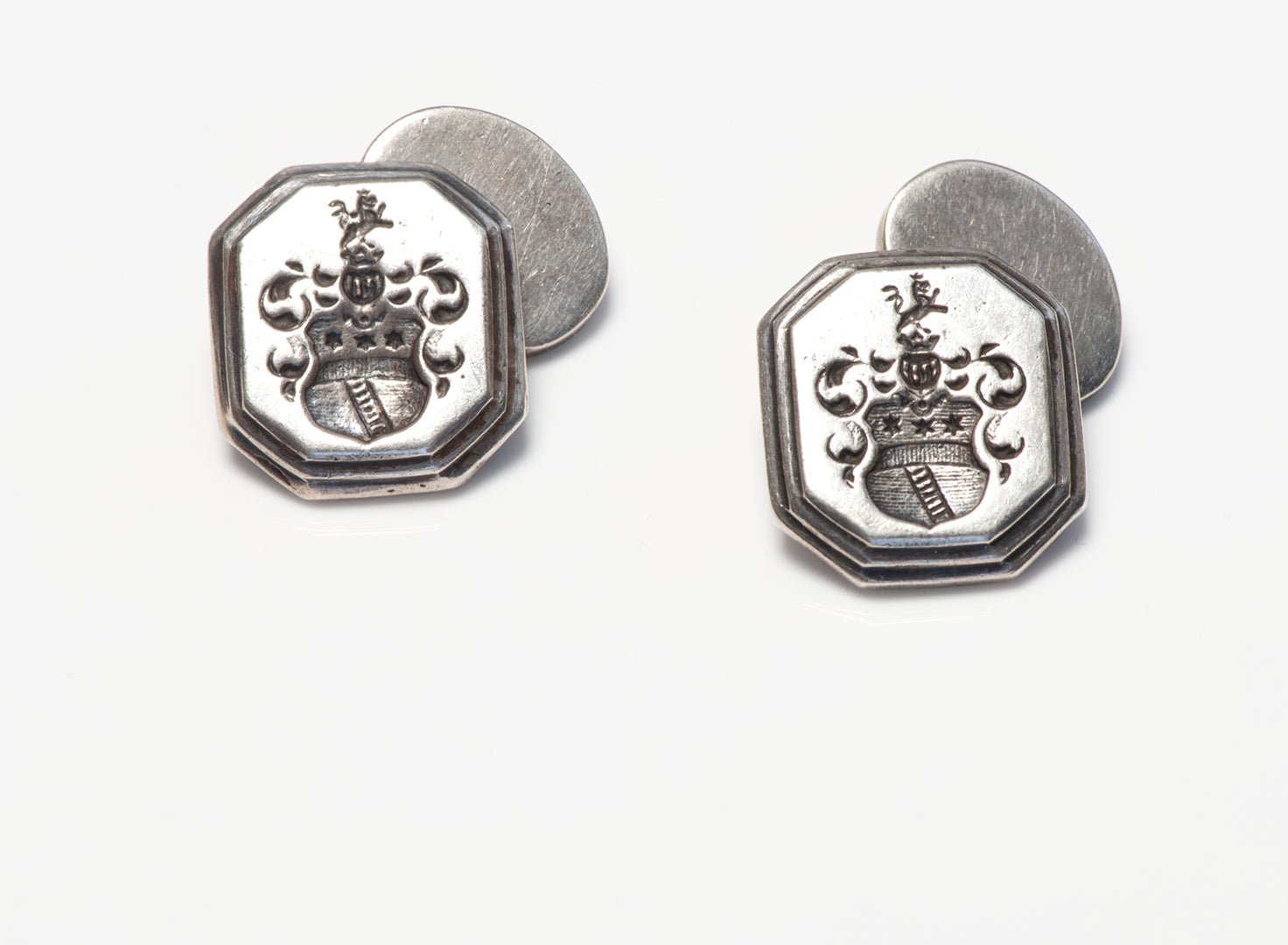 Vintage Sterling Silver Crest Cufflinks