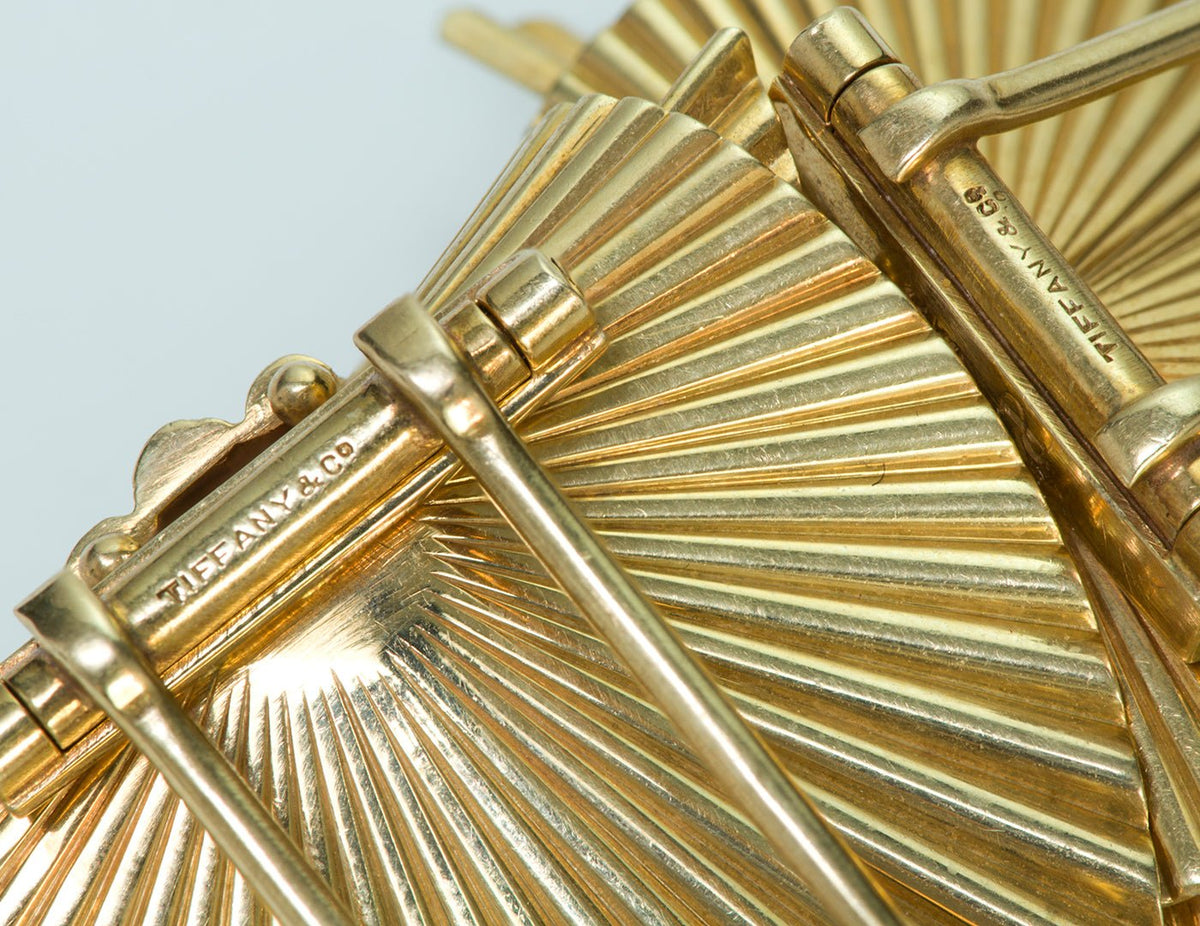 Vintage Tiffany & Co. by George Schuler 14K Yellow Gold Fluted Clips