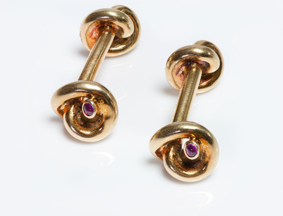 Vintage Tiffany & Co. Gold Ruby Knot Cufflinks