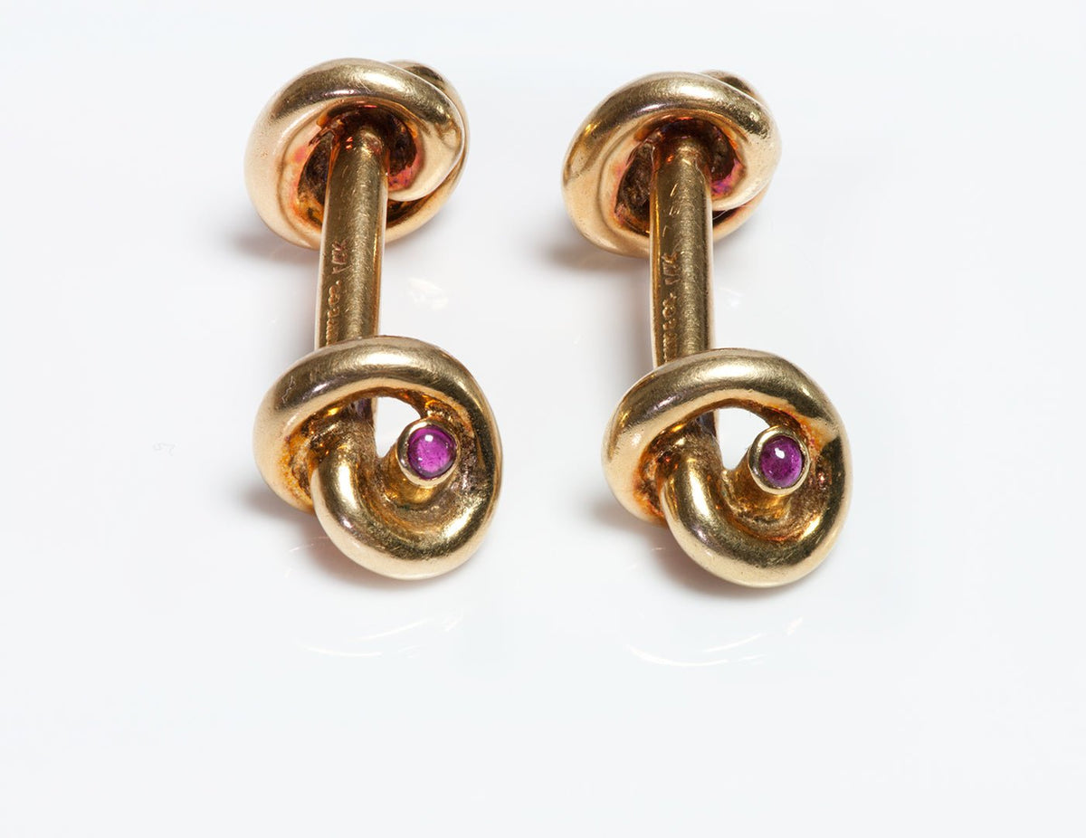 Vintage Tiffany & Co. Gold Ruby Knot Cufflinks