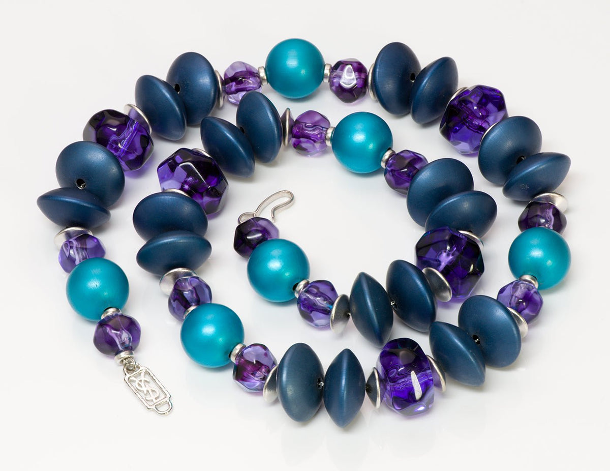 Yves Saint Laurent YSL Purple Beads Necklace